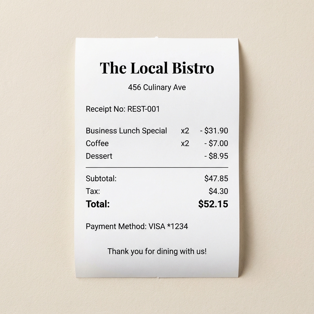 Free Restaurant Receipt Generator | Kitovo
